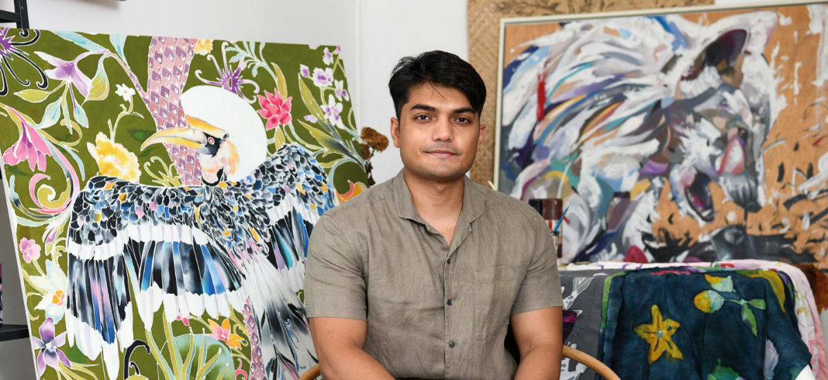 Home-grown artist Haris Rashid fills his hand-painted batik with unconventional yet uniquely ...